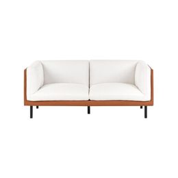 Beliani 2-Sitzer Sofa VORGOD in Wei&szlig;/Braun/Schwarz - (W) 180 x (H) 76 x (L) 84 cm | Gr.: onesize