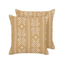 Beliani 2er-Set Dekokissen BANYAN in Beige/Wei&szlig; | Gr.: onesize