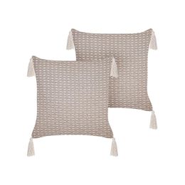 Beliani 2er-Set Dekokissen HAKONE in Beige | Gr.: onesize