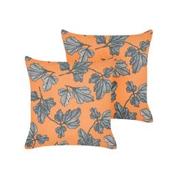 Beliani 2er-Set Dekokissen SPIREA in Orange/Schwarz | Gr.: onesize