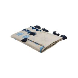 Beliani Kuscheldecke BHIND in Beige/Blau - (W) 130 x (H) 1 x (L) 180 cm | Gr.: onesize
