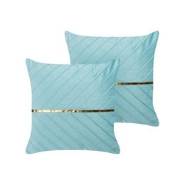 Beliani 2er-Set Dekokissen CONEFLOWER in Blau/Gold | Gr.: onesize