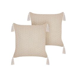 Beliani 2er-Set Dekokissen HAKONE in Beige | Gr.: onesize