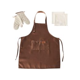 Beliani 5-tlg K&uuml;chentextilien Set DAUCUS in Braun/Wei&szlig; | Gr.: onesize