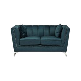 Beliani 2-Sitzer Sofa GAULA in Blau/Silber - (W) 160 x (H) 77 x (L) 80 cm | Gr.: onesize