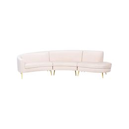 Beliani U-f&ouml;rmiges Sofa MOSS in Beige/Gold - (W) 350 x (H) 87 x (L) 85 cm | Gr.: onesize