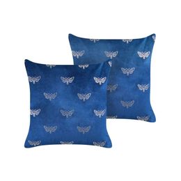 Beliani 2er-Set Dekokissen YUZURI in Blau/Silber | Gr.: onesize