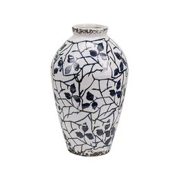 Beliani Blumenvase MALLIA in Wei&szlig;/Blau - (W) 12 x (H) 20 x (L) 12 cm | Gr.: onesize