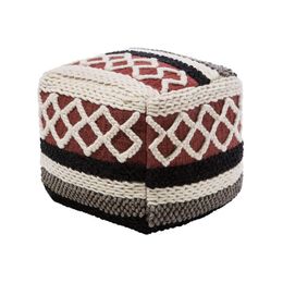 Beliani Pouf SAGAR in Bunt/Braun/Rot - (W) 48 x (H) 42 x (L) 48 cm | Gr.: onesize