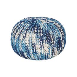 Beliani Pouf CONRAD in Wei&szlig;/Blau - (W) 50 x (H) 35 x (L) 50 cm | Gr.: onesize