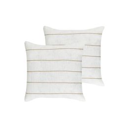 Beliani 2er-Set Dekokissen MILAS in Wei&szlig;/Beige | Gr.: onesize