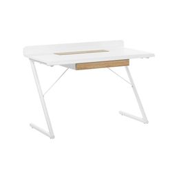 Beliani Schreibtisch FOCUS in Wei&szlig;/Braun - (W) 120 x (H) 84 x (L) 60 cm | Gr.: onesize