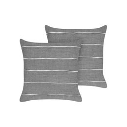 Beliani 2er-Set Dekokissen MILAS in Grau/Wei&szlig; | Gr.: onesize