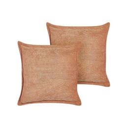 Beliani 2er-Set Dekokissen ZINNIA in Orange | Gr.: onesize