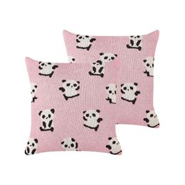 Beliani 2er-Set Dekokissen TALOKAN in Rosa/Schwarz/Wei&szlig; | Gr.: onesize