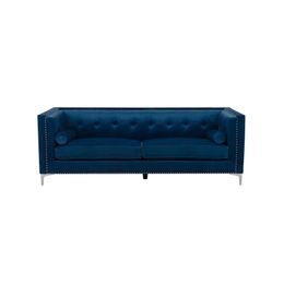 Beliani 3-Sitzer Sofa AVALDSENES in Blau/Silber - (W) 211 x (H) 74 x (L) 82 cm | Gr.: onesize