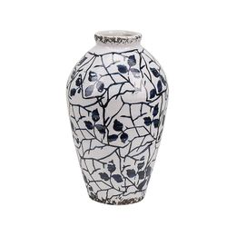 Beliani Blumenvase MALLIA in Wei&szlig;/Blau - (W) 15 x (H) 22 x (L) 15 cm | Gr.: onesize