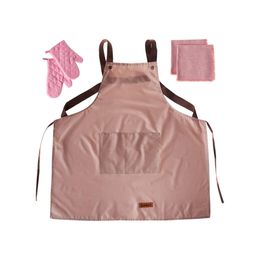 Beliani 5-tlg K&uuml;chentextilien Set LACTUCA in Rosa/Braun | Gr.: onesize