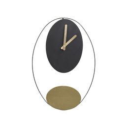 Beliani Wanduhr MANIGOD in Schwarz/Gold - (W) 32 x (H) 45 x (L) 4 cm | Gr.: onesize