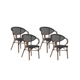 Beliani 4er-Set Gartenstuhl CASPRI in Schwarz/Braun | Gr.: onesize