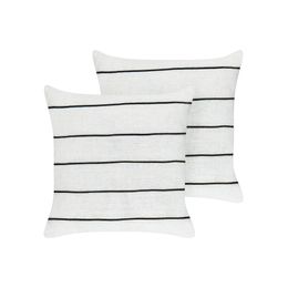 Beliani 2er-Set Dekokissen MILAS in Wei&szlig;/Schwarz | Gr.: onesize