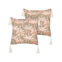 Beliani 2er-Set Dekokissen MELOBESIA in Bunt/Beige/Wei&szlig; | Gr.: onesize