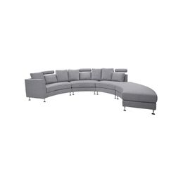 Beliani U-f&ouml;rmiges Sofa ROTUNDE in Grau/Silber - (W) 448 x (H) 76 x (L) 236 cm | Gr.: onesize