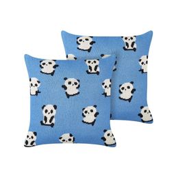 Beliani 2er-Set Dekokissen TALOKAN in Blau/Schwarz/Wei&szlig; | Gr.: onesize