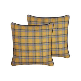 Beliani 2er-Set Dekokissen DICENTRA in Gelb/Bunt | Gr.: onesize