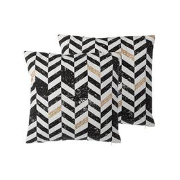 Beliani 2er-Set Dekokissen HELCONIA in Bunt/Wei&szlig;/Schwarz | Gr.: onesize
