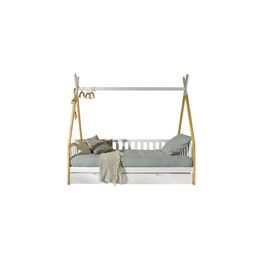 58 aufm Kessel ZELTBETT Karyn 6 206x185x96 aus Kiefer Massivholz in Wei&szlig;/natur | Gr.: onesize