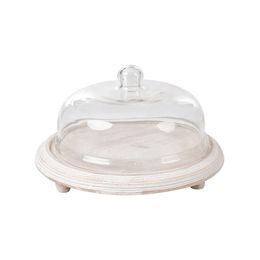 Beliani Serviergeschirr ZAGAZIG in Braun/Wei&szlig; - (W) 30 x (H) 19 x (L) 30 cm | Gr.: onesize