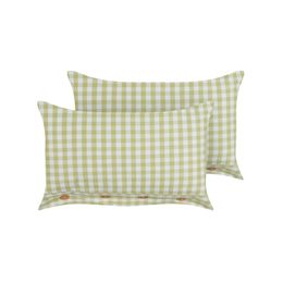 Beliani 2er-Set Dekokissen TALYA in Gr&uuml;n/Wei&szlig;/Braun | Gr.: onesize