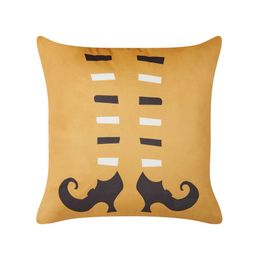 Beliani Dekokissen COVASNA in Orange/Wei&szlig;/Schwarz - (W) 45 x (H) 12 x (L) 45 cm | Gr.: onesize