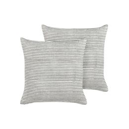 Beliani 2er-Set Dekokissen KANPAS in Grau/Wei&szlig; | Gr.: onesize