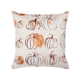 Beliani Dekokissen CUCURBITA in Beige/Wei&szlig;/Orange - (W) 45 x (H) 12 x (L) 45 cm | Gr.: onesize