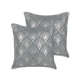 Beliani 2er-Set Dekokissen HOYA in Grau/Silber | Gr.: onesize