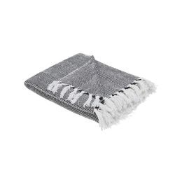 Beliani Kuscheldecke TANGIER in Schwarz/Wei&szlig; - (W) 130 x (H) 1 x (L) 160 cm | Gr.: onesize