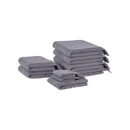 Beliani 9er-Set Handtuch ATIU in Grau | Gr.: onesize