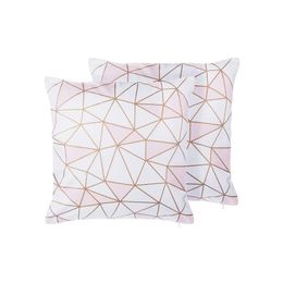 Beliani 2er-Set Dekokissen CLARKIA in Wei&szlig;/Gold/Rosa | Gr.: onesize