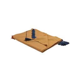 Beliani Kuscheldecke SHIMLA in Orange/Weiß/Schwarz - (W) 130 x (H) 1 x (L) 180 cm | Gr.: onesize