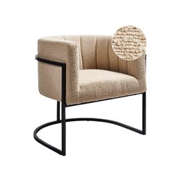 Beliani Sessel LARVIK II in Beige/Schwarz - (W) 73 x (H) 72 x (L) 66 cm | Gr.: onesize
