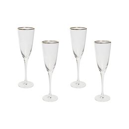 Beliani 4er-Set Gl&auml;ser TOPAZ in Transparent/Gold | Gr.: onesize