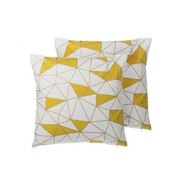 Beliani 2er-Set Dekokissen CLARKIA in Wei&szlig;/Gold/Gelb | Gr.: onesize