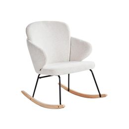 Beliani Schaukelstuhl VIKEN in Wei&szlig;/Braun - (W) 66 x (H) 87 x (L) 74 cm | Gr.: onesize