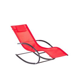 Beliani Gartenliege CARANO II in Rot/Schwarz - (W) 60 x (H) 90 x (L) 155 cm | Gr.: onesize