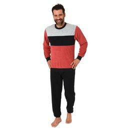 Normann Frottee langarm Schlafanzug Pyjama Bündchen - 81312 in rot | Gr.: 54