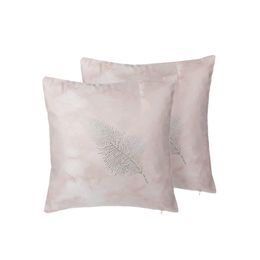 Beliani 2er-Set Dekokissen SILENE in Rosa/Silber | Gr.: onesize