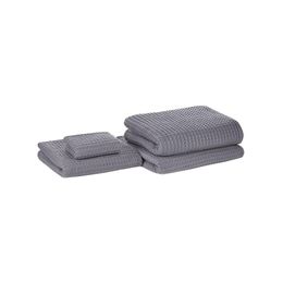 Beliani 4er-Set Handtuch AREORA in Grau | Gr.: onesize