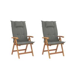 Beliani 2er-Set Gartenstuhl JAVA in Braun/Grau | Gr.: onesize